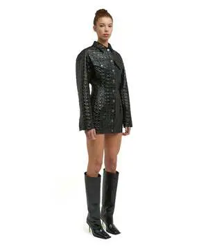 MSGM Embossed Pattern Fitted Waist Shirt Jacket