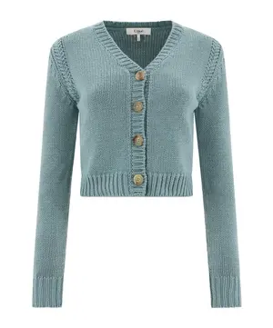 Chloé Cropped Buttoned Cardigan - Green