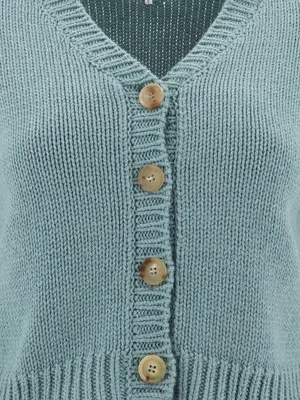 Chloé Cropped Buttoned Cardigan - Green