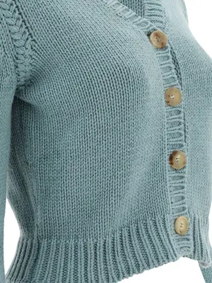 Chloé Cropped Buttoned Cardigan - Green