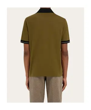 FERRAGAMO Color Block Detail Polo Shirt - Brown