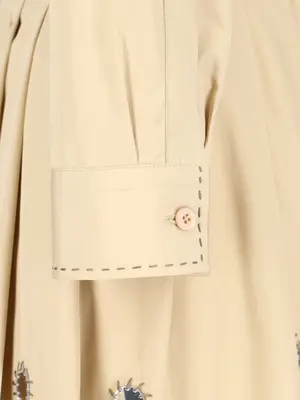 Prada Belted Long-sleeve Midi Dress With Logo Detail