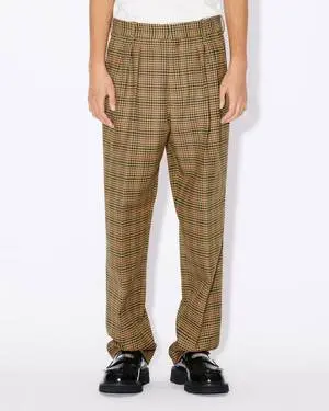 Kenzo Logo Patch Checked Pleated Tailored Trousers