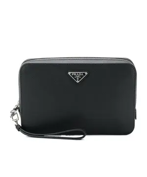 Prada Saffiano Leather Clutch Bag - Black
