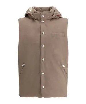 Brunello Cucinelli Sleeveless Hooded Gilet - Brown
