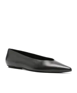 STUART WEITZMAN Pointed-toe Leather Ballerinas