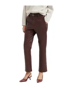 Brunello Cucinelli Leather Trousers - Red