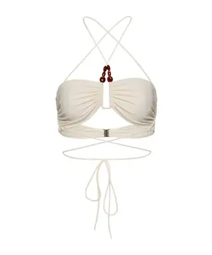 Magda Butrym Beaded Strappy Tube Top - Cream