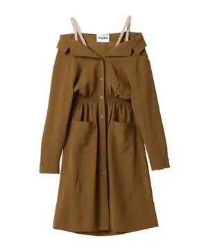 Miu Miu Sablé Long-sleeved Dress - Brown