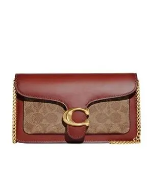 COACH Tabby Logo Plaque Clutch - Brown