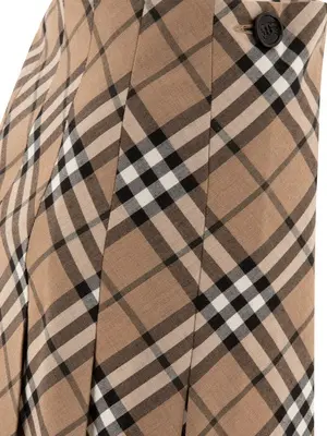 Burberry Checked Pleated Mini Skirt With Fringed Edges