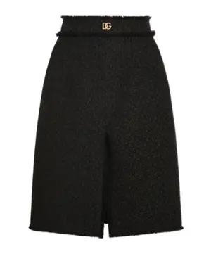 Dolce & Gabbana Tweed Midi Skirt - Black