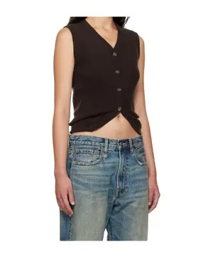 R13 V-neck Sleeveless Ribbed Knit Sweater