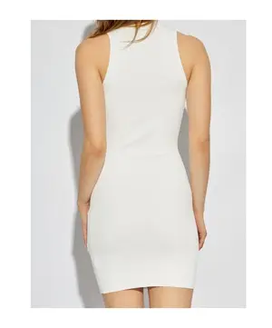 DIESEL® Oval D-plaque Knitted Mini Dress - White