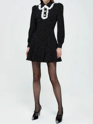 Alessandra Rich Polka-dot Mini Dress With Lace Trim