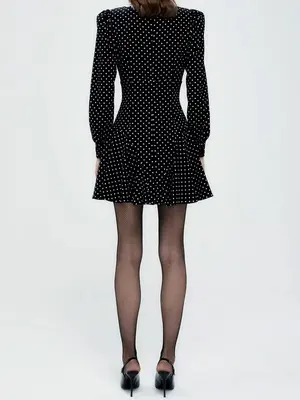 Alessandra Rich Polka-dot Mini Dress With Lace Trim