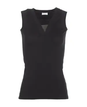 Brunello Cucinelli Chain-trimmed V-neck Sleeveless Top