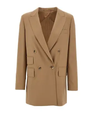 Max Mara Double Breasted Long Sleeve Coat - Brown