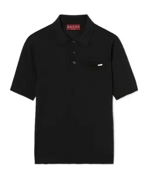 Gucci Fine Knit Short-sleeve Polo Top - Black