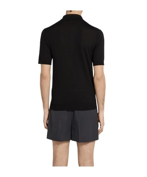 Gucci Fine Knit Short-sleeve Polo Top - Black