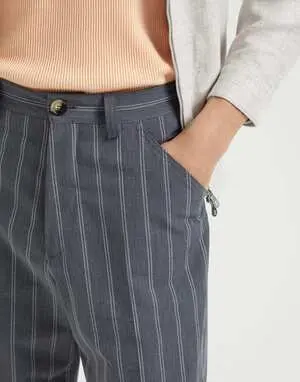 Brunello Cucinelli Tailored Striped Trousers - Medium Gray
