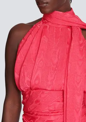 Balmain Ruched Halterneck Top With Front Tie Detail