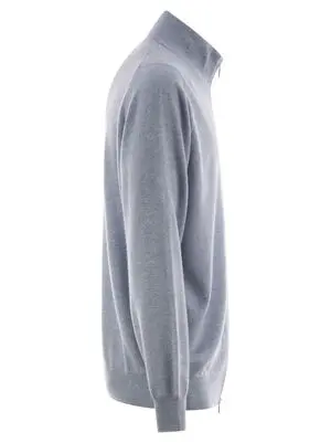 Brunello Cucinelli High Neck Zip-up Cardigan - Gray