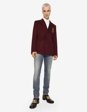Dolce & Gabbana Embroidered-crest Blazer - Brown