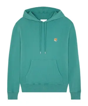 Maison Kitsuné Bold Fox Head Patch Drawstring Hoodie - Blue