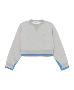Miu Miu Cropped Logo Patch Sweatshirt - Grey