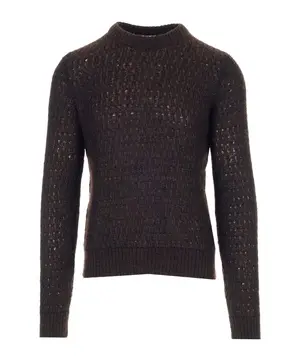 Bottega Veneta Wool Mohair Lace Effect Pullover - Brown