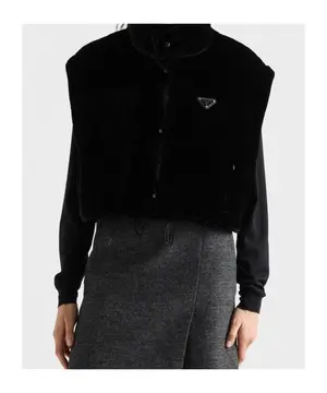 Prada Convertible Cropped Velvet Down Jacket
