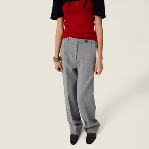 Miu Miu Straight-leg Pleated Trousers - Grey