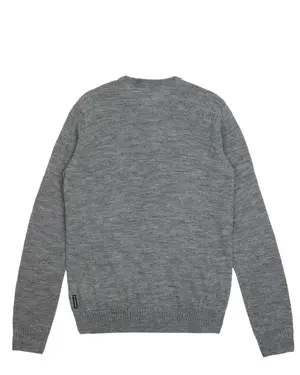 Emporio Armani Round Neck Pullover With Embroidered Logo - Gray