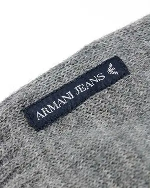 Emporio Armani Round Neck Pullover With Embroidered Logo - Gray