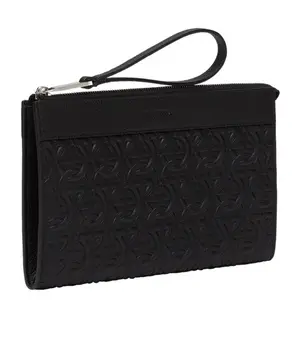 FERRAGAMO Embossed Zip Toiletry Bag