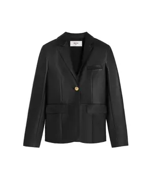 Celine Tailored Jacket In Soft Lambskin - Black