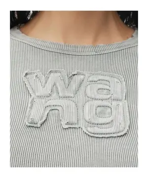 Alexander Wang Cropped Long Sleeve Top With Fluffy Logo