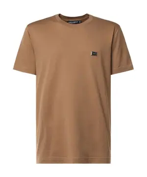 Dolce & Gabbana Dolce Gabbana Logo Tag Crewneck T-shirt - Brown