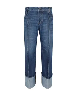 Bottega Veneta Regular Fit Cropped Jeans - Blue