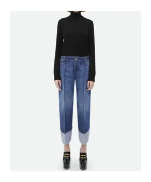 Bottega Veneta Regular Fit Cropped Jeans - Blue