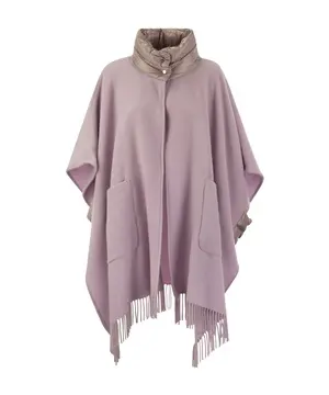 Herno Panelled Wool Cape With Tassel Details - Multicolor