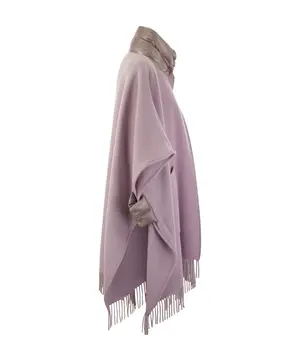 Herno Panelled Wool Cape With Tassel Details - Multicolor