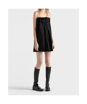 Prada Bow-detailed Pleated Mini Dress