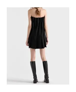 Prada Bow-detailed Pleated Mini Dress