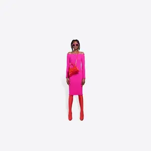 Balenciaga Smocked Off-the-shoulder Long Sleeve Mini Dress