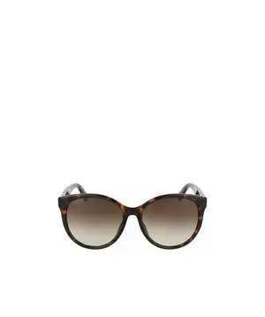 Gucci Tortoiseshell Round Frame Sunglasses With Gg Logo