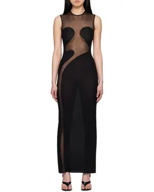 Alaïa Knit Molded Bodycon Maxi Dress - Black