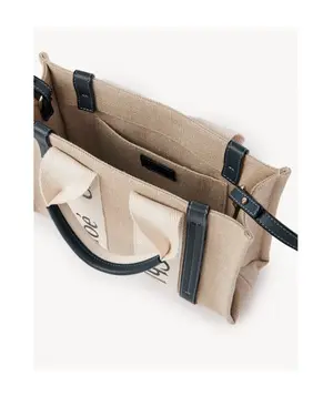 Chloé Logo Canvas And Calfskin Shoulder Bag - Nude