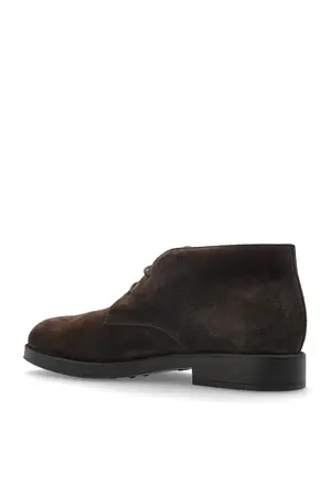 TOD'S Round Toe Lace-up Suede Boots - Brown